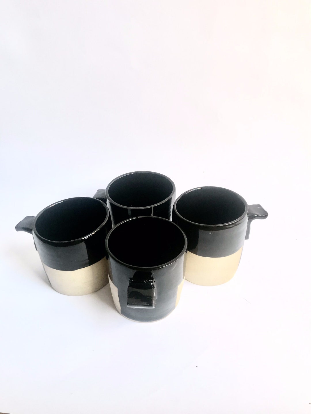 Service of Large Two-tone Cups With Handle Ceramic - Etsy
