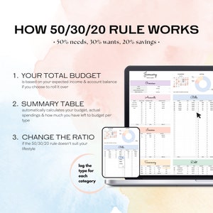 50 30 20 Budget Spreadsheet Google Sheets Budget Planner Monthly Budget ...