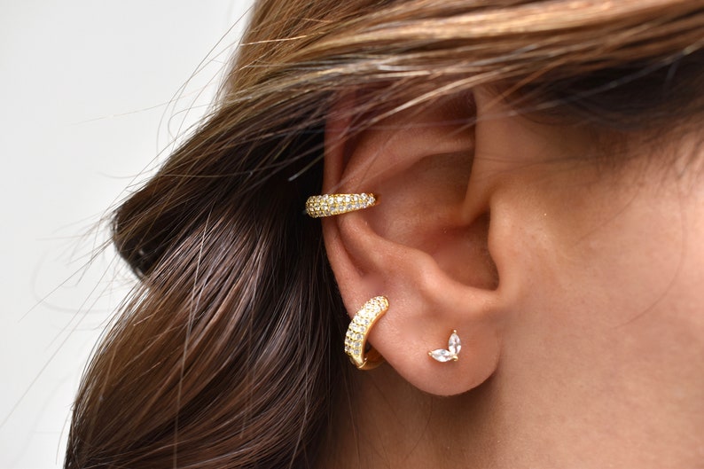 Dainty Wide CZ Ear Cuffthick Ear Cuffno Piercing - Etsy