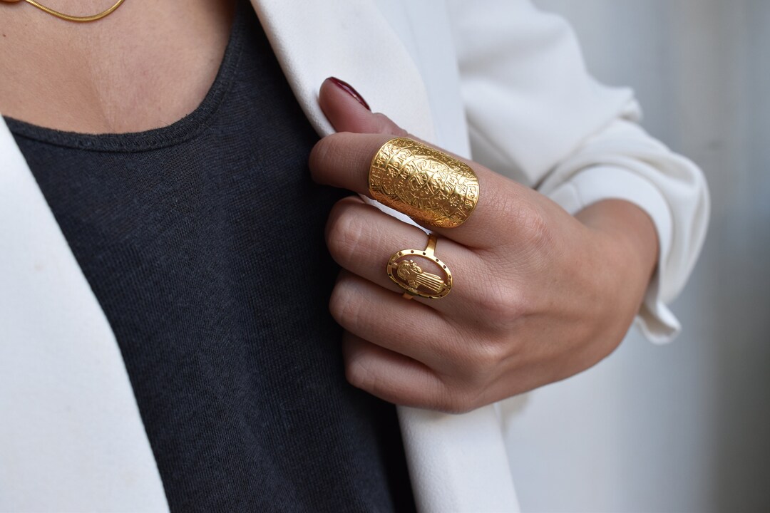 Long Rings Long Ring Boho Long Ring Hammered Ring Relief - Etsy