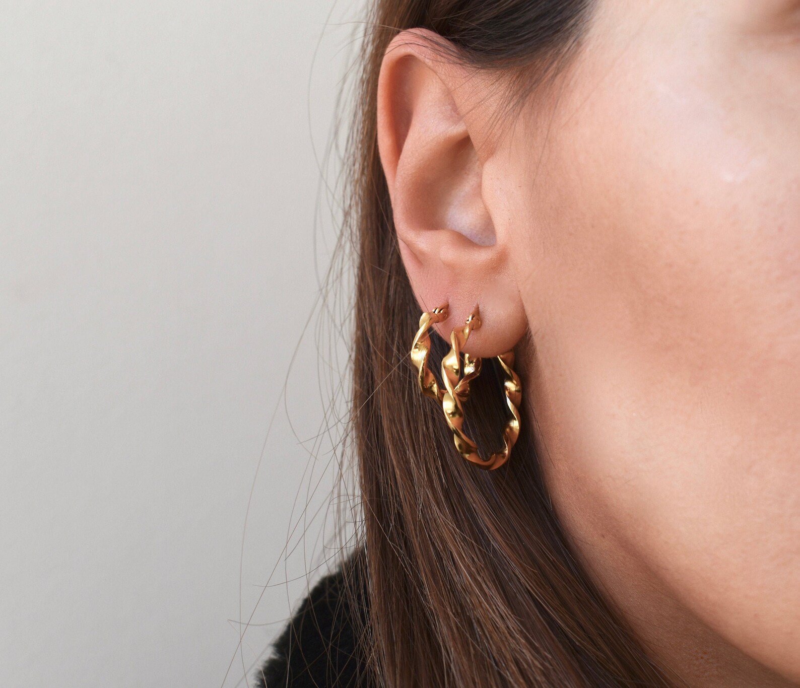 Twisted Hoop Earringsthick Twist Hoopsgold Thick Hoop - Etsy
