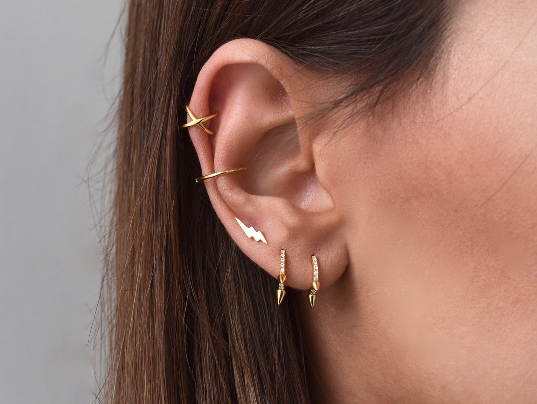 Thunder Stud Earringssterling Silver Ray Stud Earrings18ct - Etsy