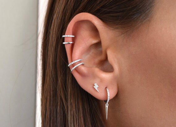 Thunder Stud Earringssterling Silver Ray Cz Stud - Etsy