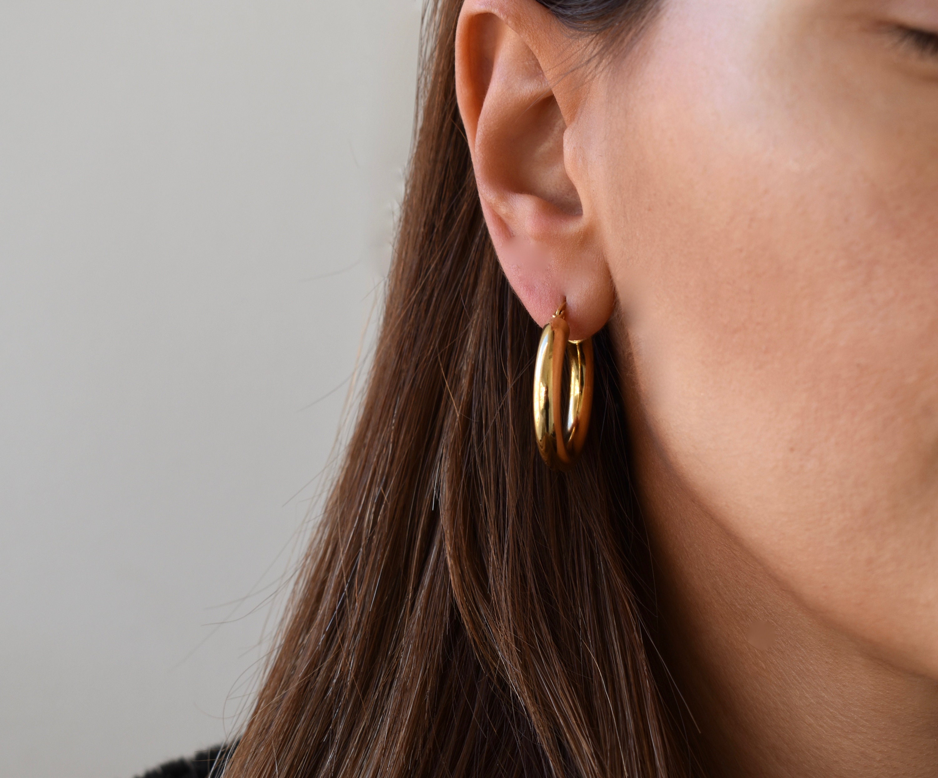 Gold Thick Hoop EarringsThick Gold Hoops EarringsThick Gold | Etsy