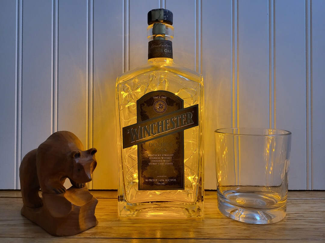 WINCHESTER BOURBON Whiskey Lamp = Choose Light Color = Whiskey Bottle ...