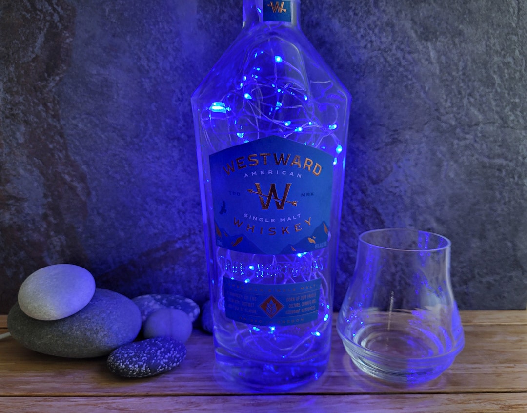 Westward Whiskey Bottle Lamp – LED Bar Decor, Choose Light Color - Etsy