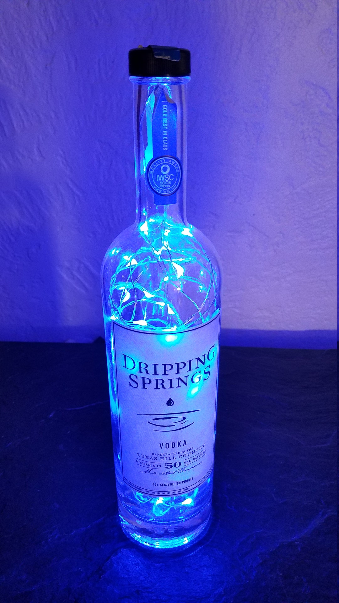 Dripping Springs Vodka Bottle Lamp – LED Accent Light, Texas Decor - Etsy