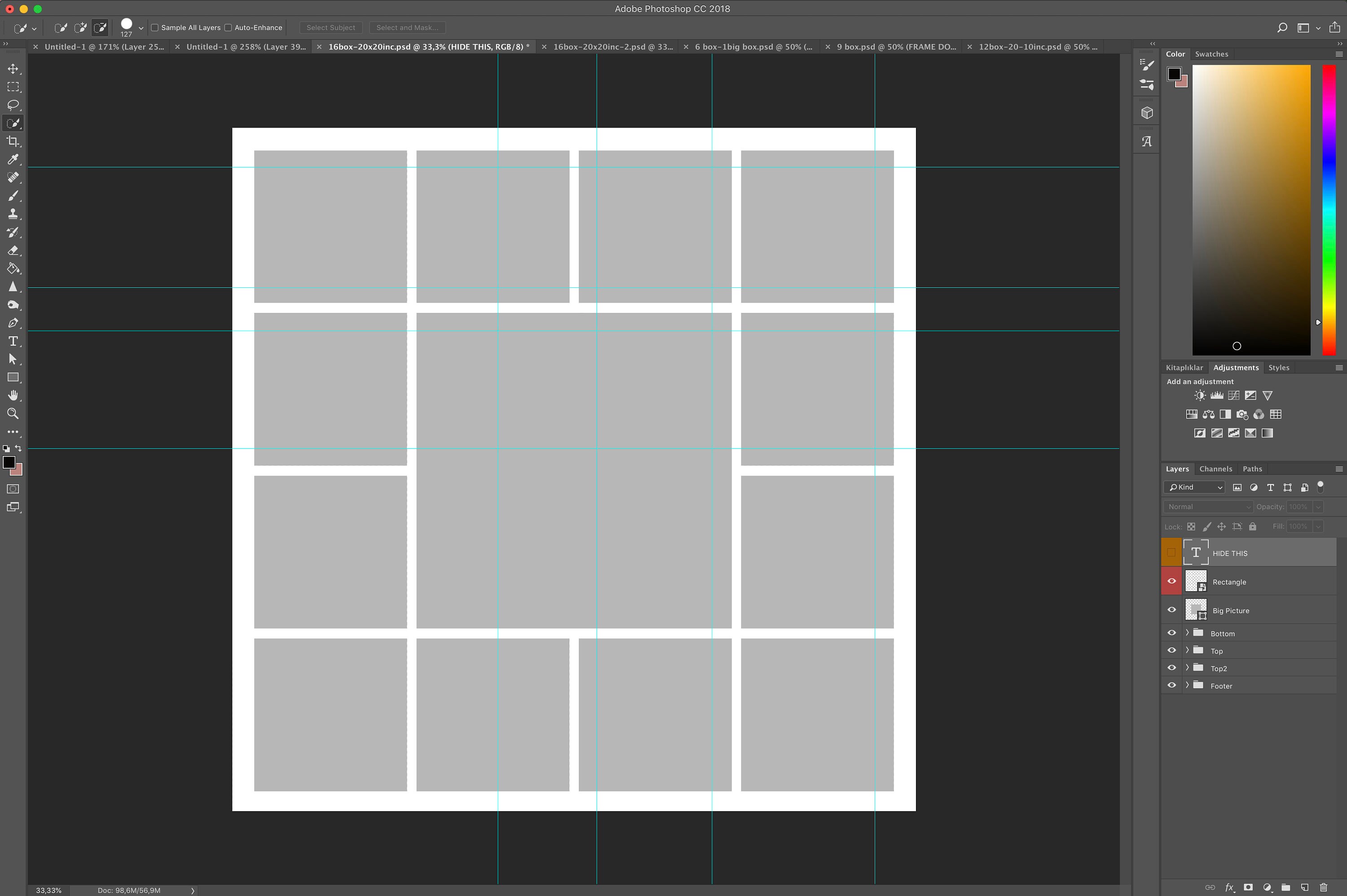 5 TEMPLATES Box Photography WHITE Grid Photoshop Digital - Etsy