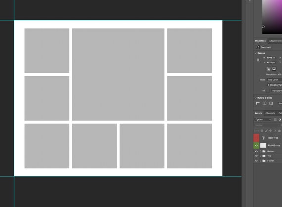 Box Photography 9 Box WHITE Grid Photoshop Digital Template | Etsy