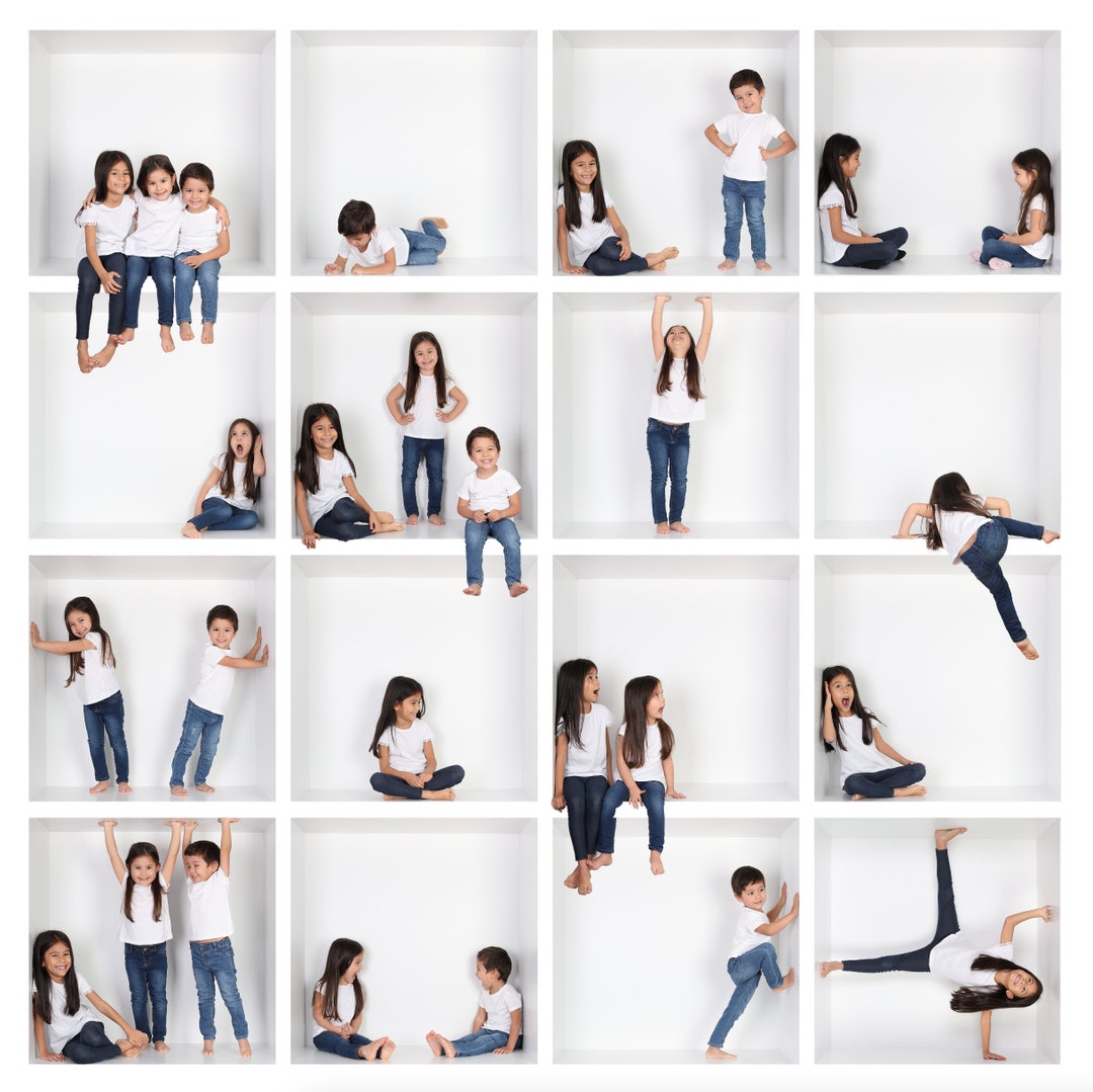 Box Photography 16 Box WHITE Grid Photoshop Digital Template, Happy Box ...