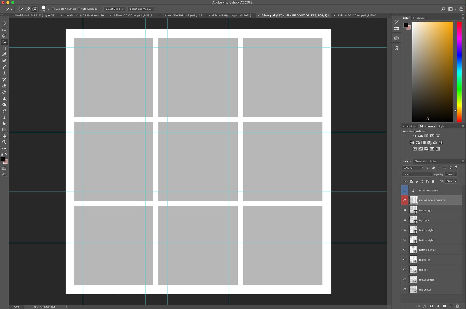 5 TEMPLATES Box Photography WHITE Grid Photoshop Digital Template ...