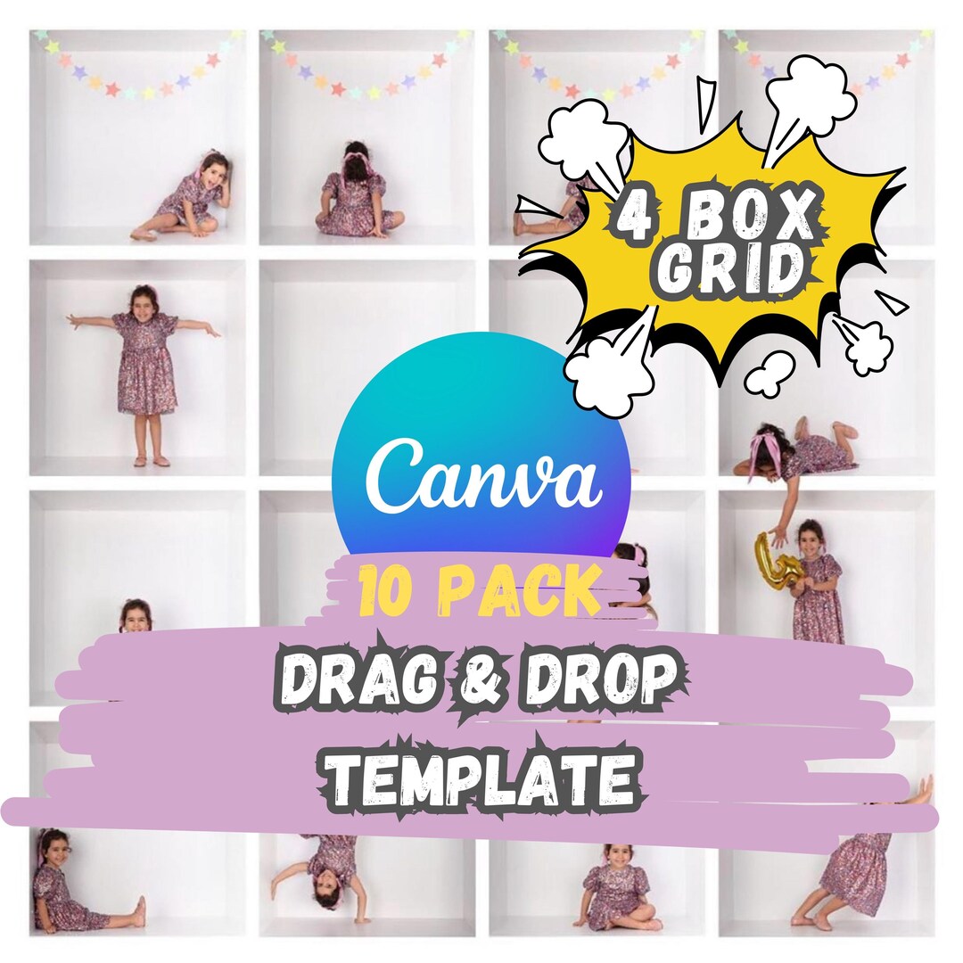 Canva 4-box Grid Templates: Drag & Drop Photo Collage (digital Download ...