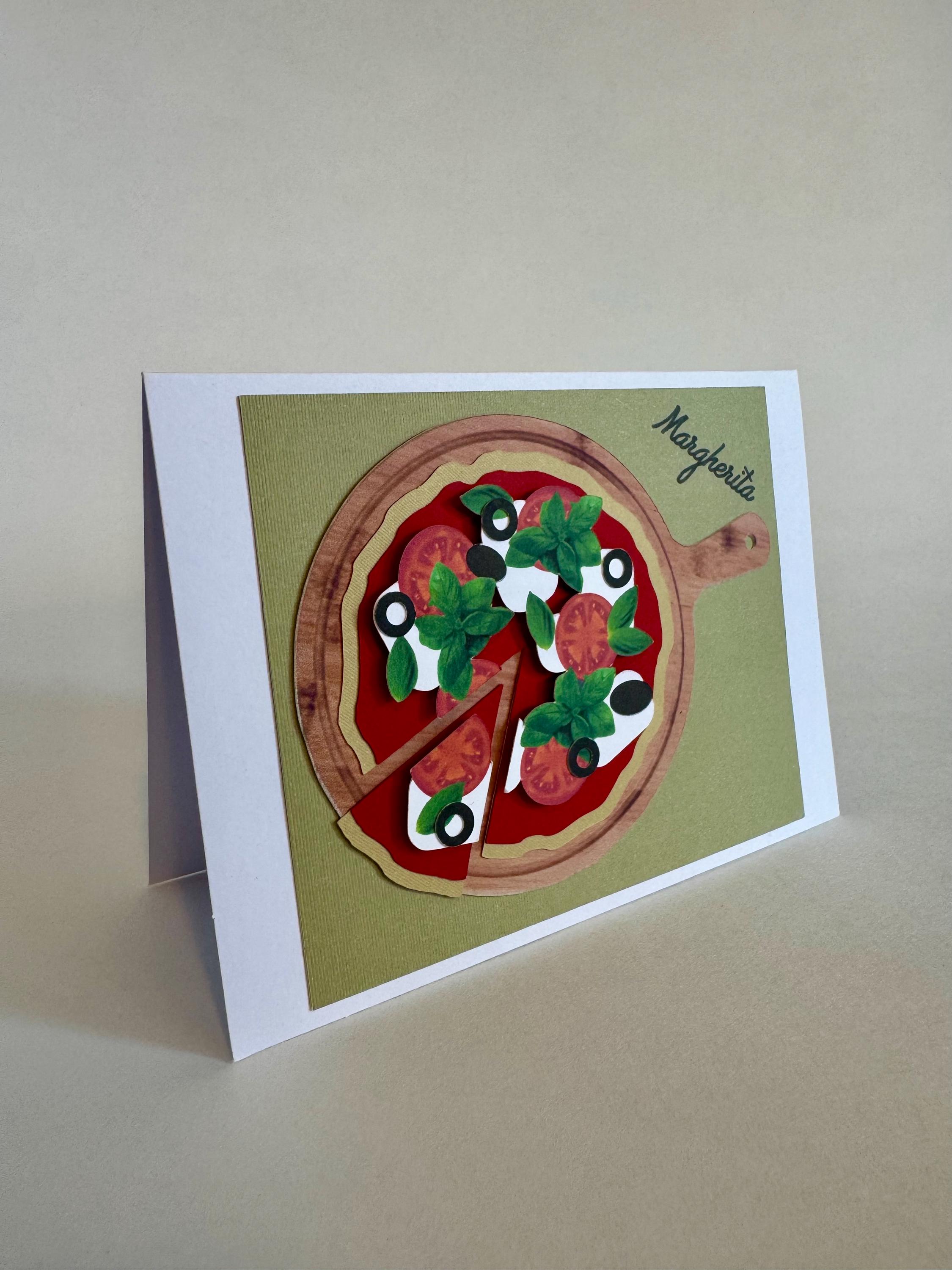 Margherita Pizza Note Card - Etsy