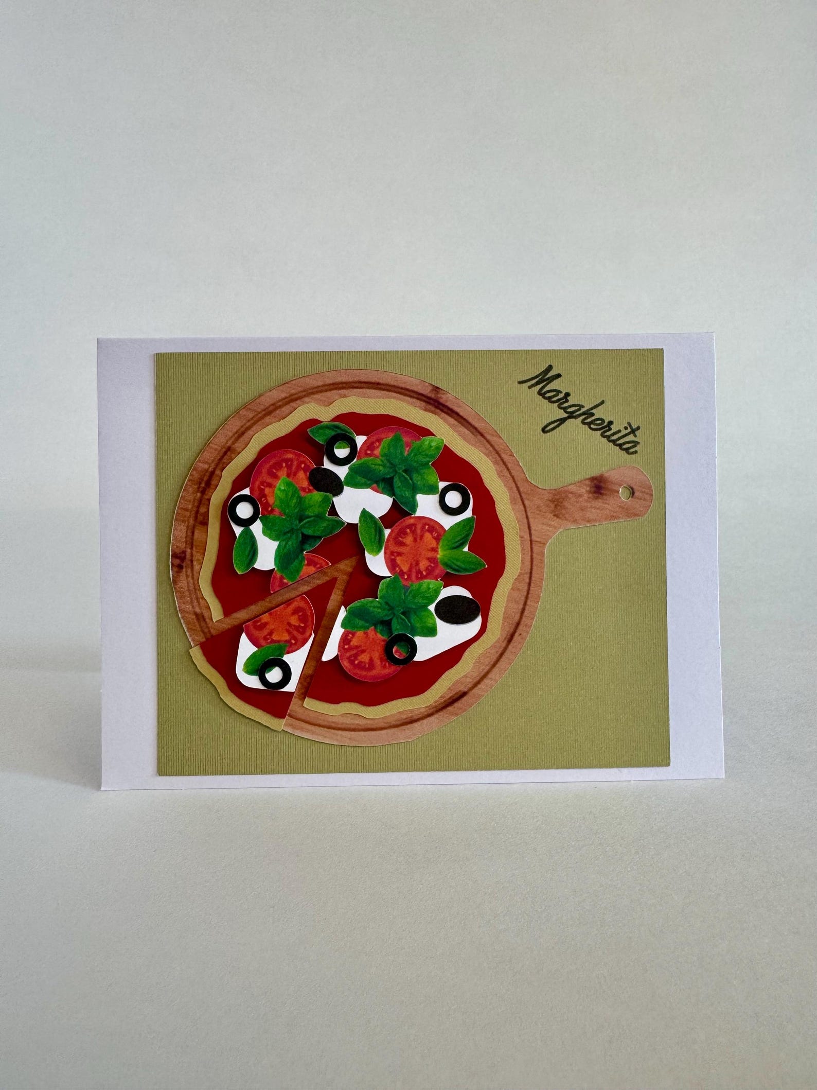 Margherita Pizza Note Card - Etsy