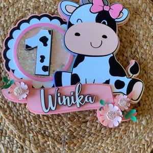 Vaca Lola Cake Topper Shaker Vaquita Cow Cake Topper, Cow Print Cake ...
