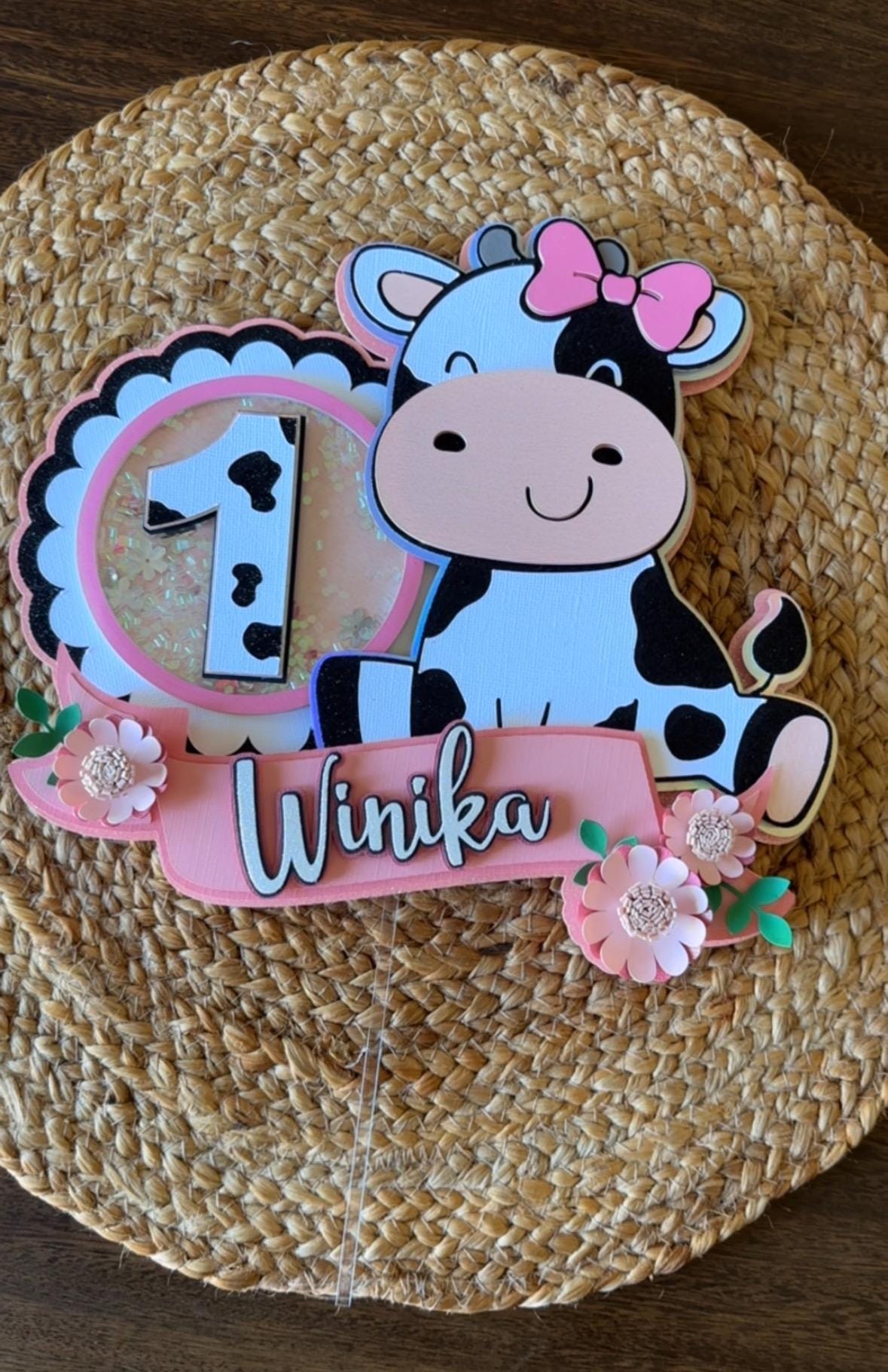 Vaca Lola Cake Topper Shaker Vaquita Cow Cake Topper, Cow Print Cake ...