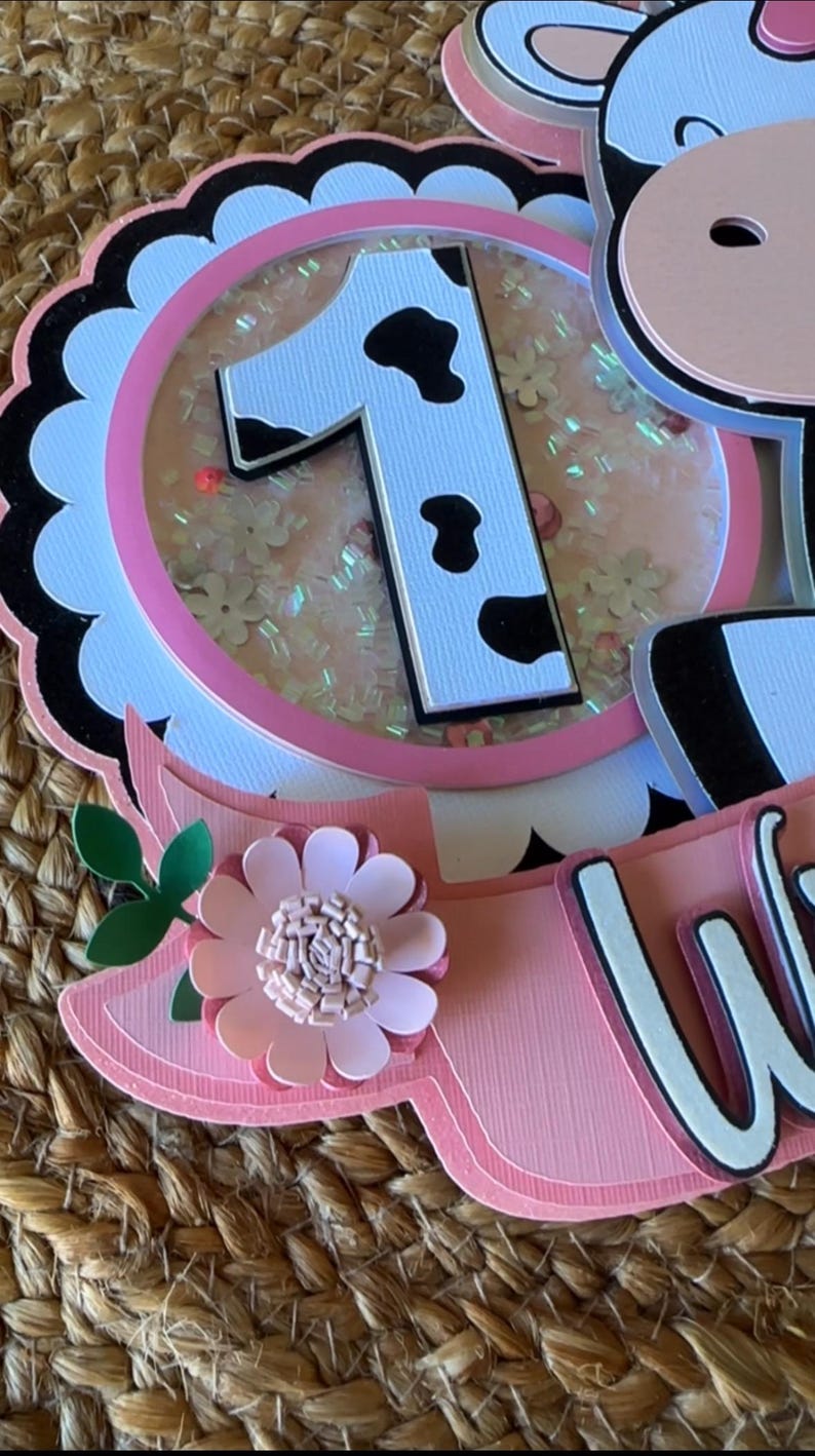 Vaca Lola Cake Topper Shaker Vaquita Cow Cake Topper, Cow Print Cake ...