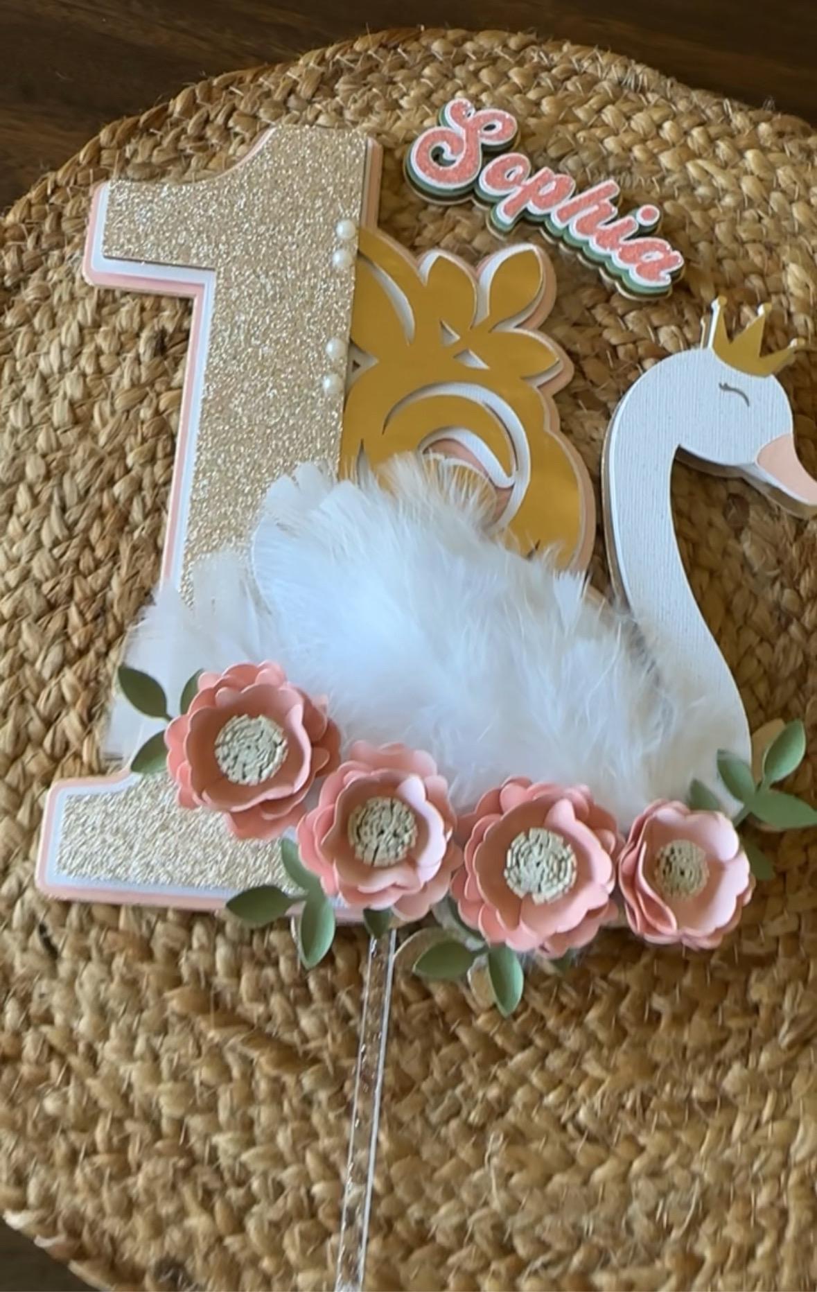 Swan Princess Cake Topper First Birthday Princess Baby Shower Girly ...