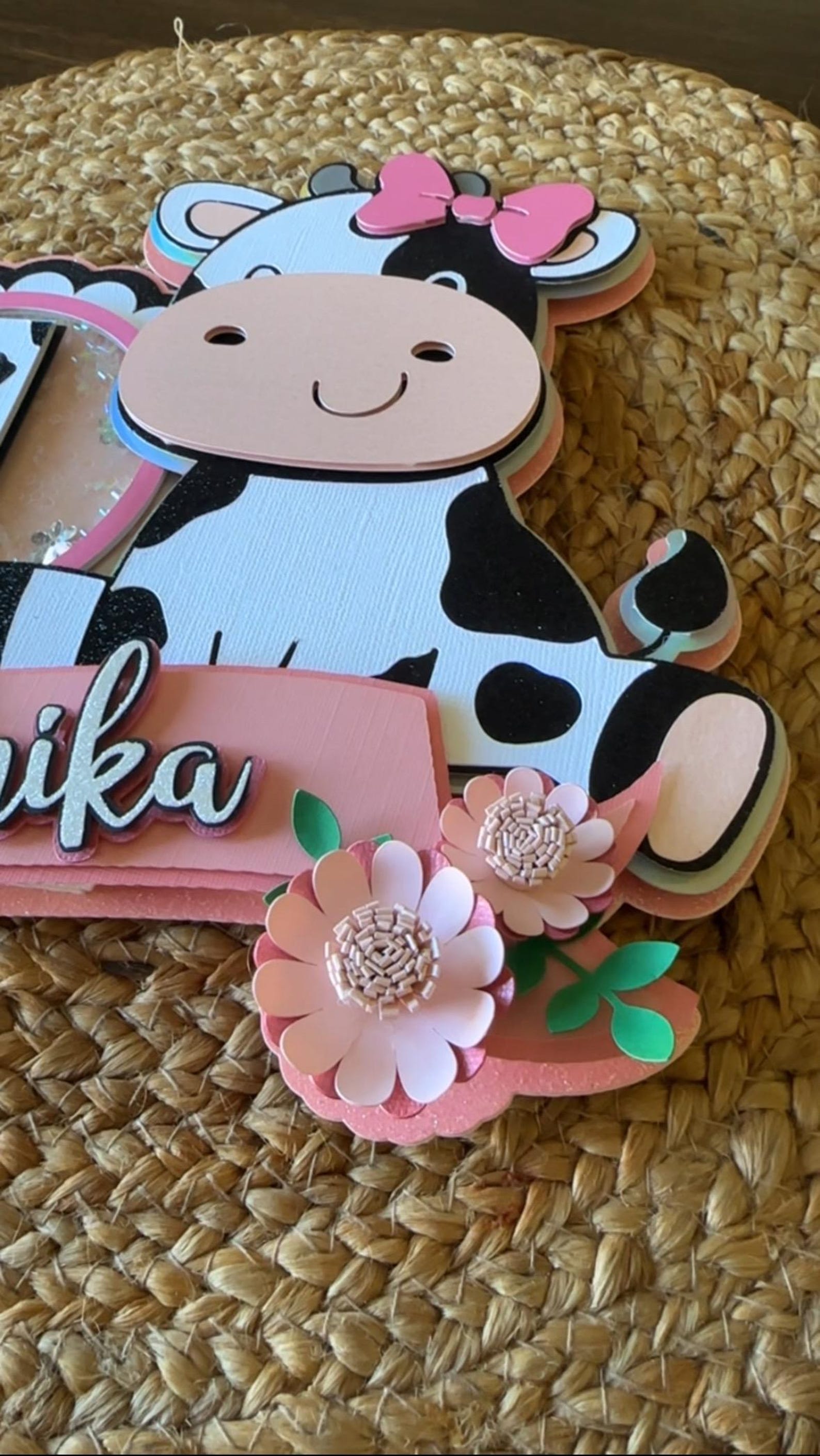 Vaca Lola Cake Topper Shaker Vaquita Cow Cake Topper, Cow Print Cake ...