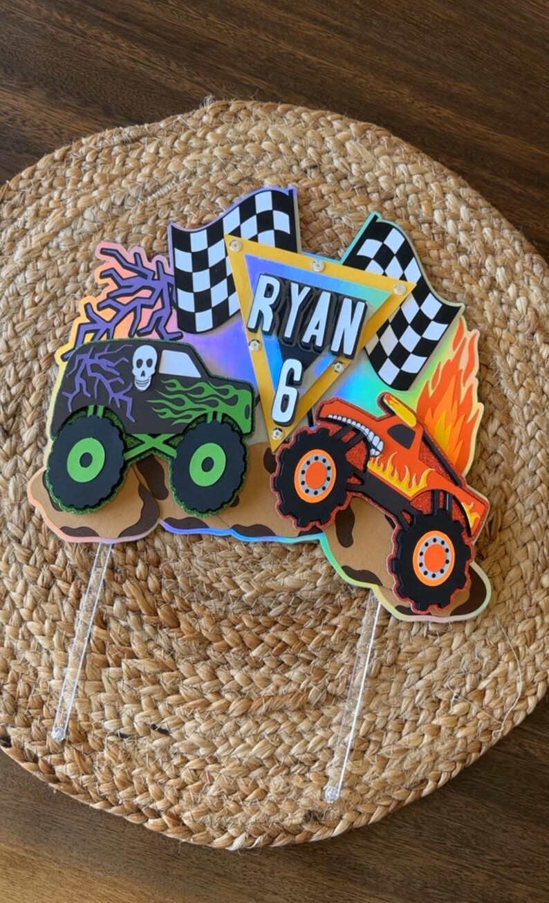 Monster Truck Cake Topper, Monster Truck Topper, Grave Digger Toro Loco ...