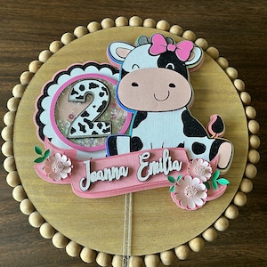 Vaca Lola Cake Topper Shaker Vaquita Cow Cake Topper, Cow Print Cake ...