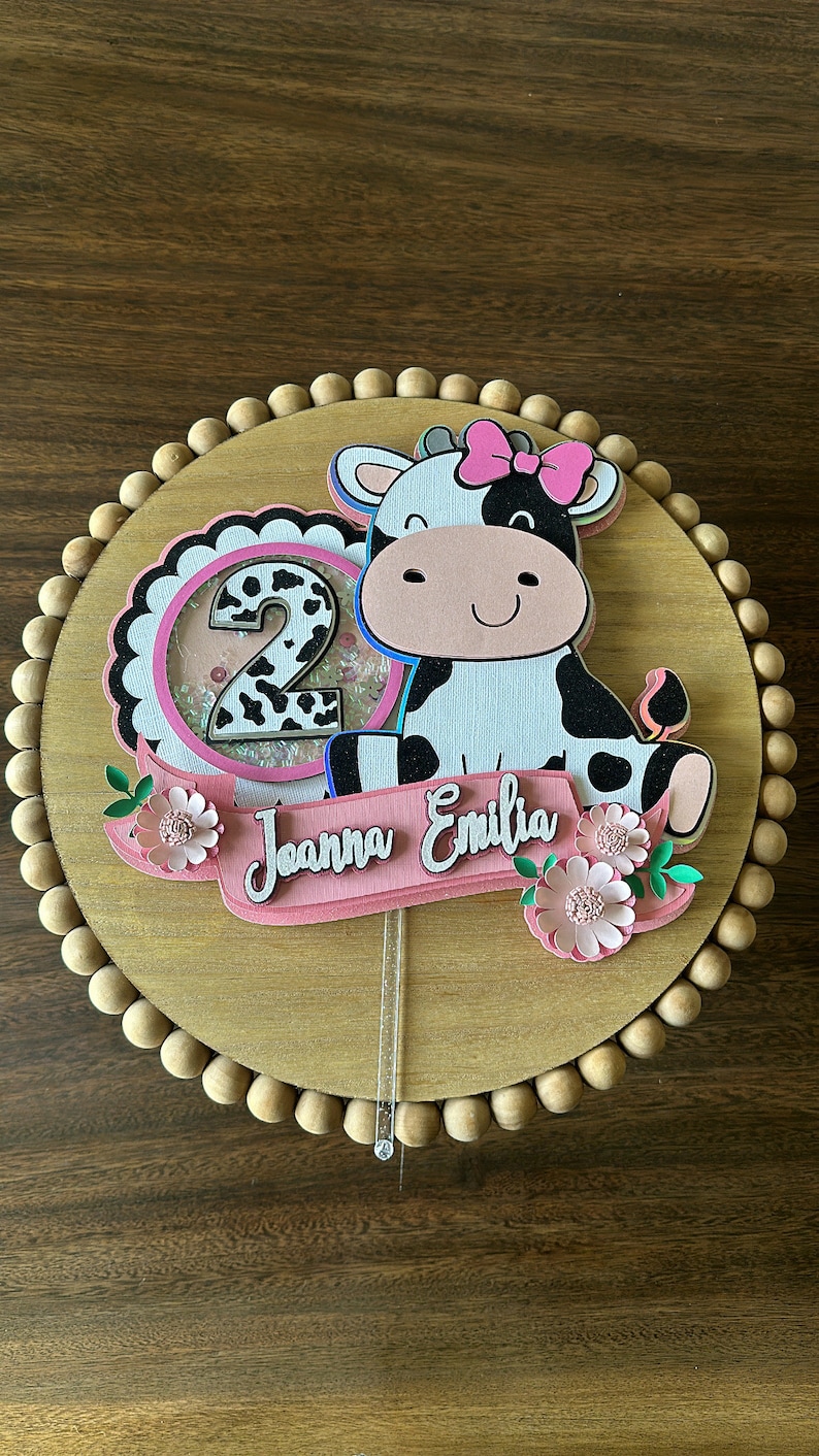 Vaca Lola Cake Topper Shaker Vaquita Cow Cake Topper, Cow Print Cake ...
