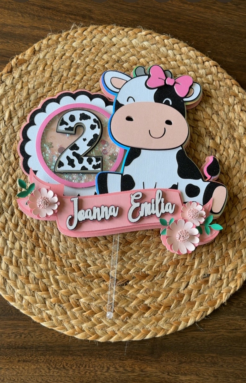 Vaca Lola Cake Topper Shaker Vaquita Cow Cake Topper, Cow Print Cake ...