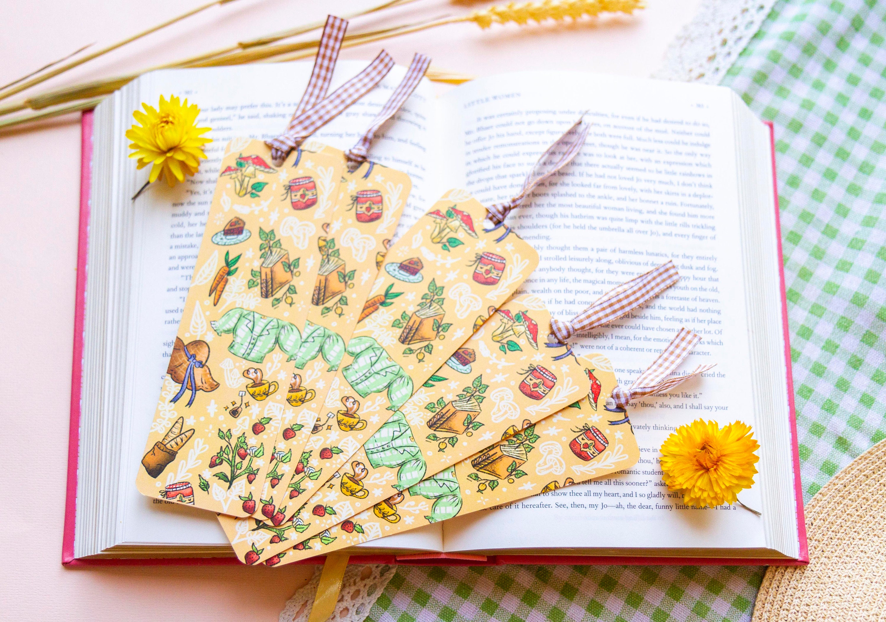 Cottage Core Bookmark With Ribbon Aesthetic Ribbon Bookmark | Etsy