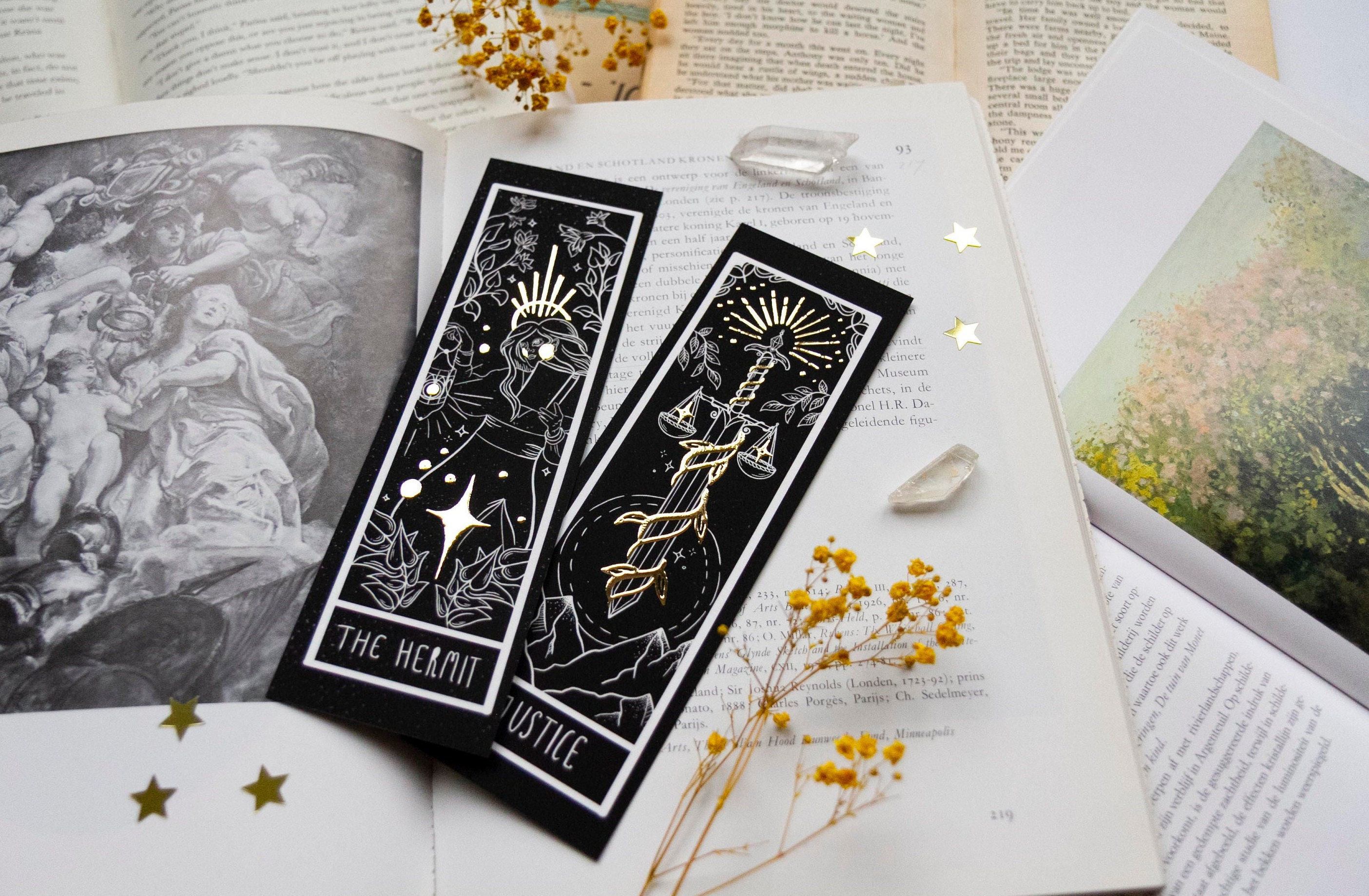 Tarot Justice and the Hermit GOLD FOIL Bookmark Justice - Etsy