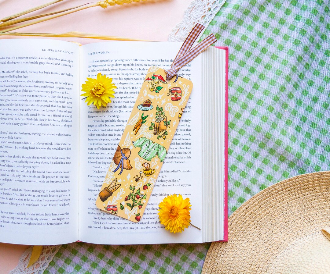 Cottage Core Bookmark With Ribbon, Aesthetic Ribbon Bookmark, Cute ...