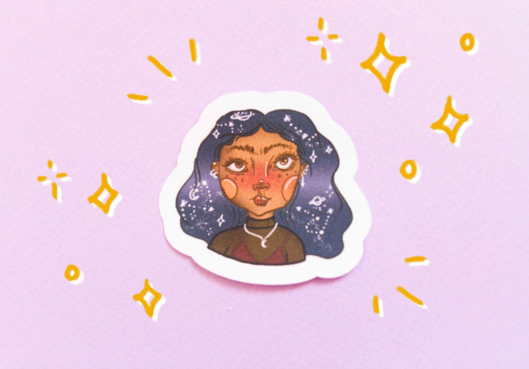 Space Girl Sticker, Single Celestial Girl Sticker, Aesthetic Girl ...