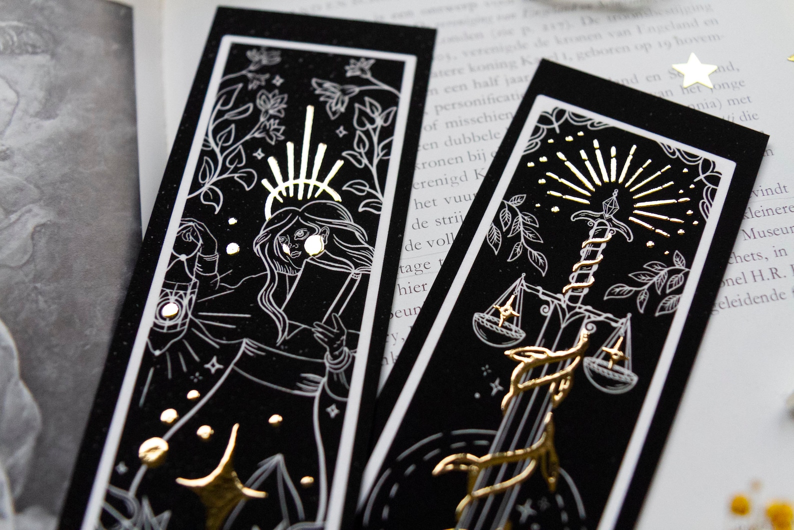 Tarot Justice and the Hermit GOLD FOIL Bookmark Justice - Etsy