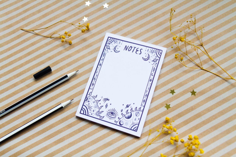 Celestial Moon Note Block Moon Design Note Block Purple Navy | Etsy