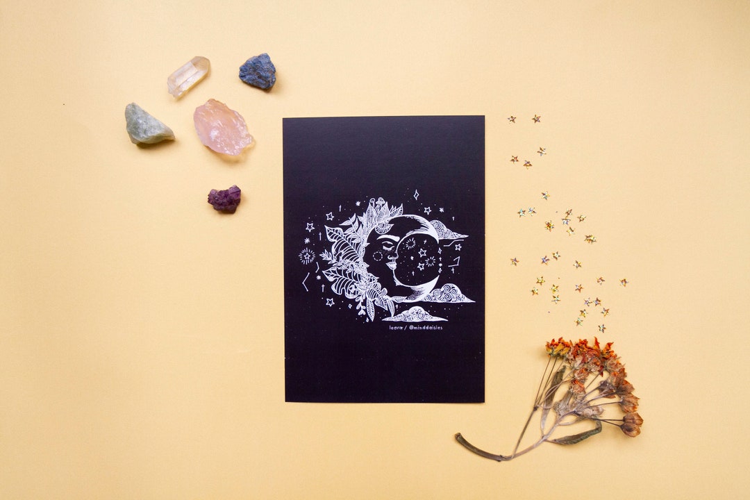 Botanical Moon A5 Print, Art A5 Print, Moon Art Print, Botanical Print ...