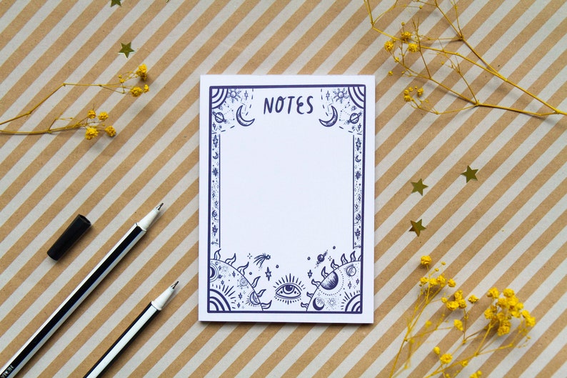 Celestial Moon Note Block Moon Design Note Block Purple Navy | Etsy