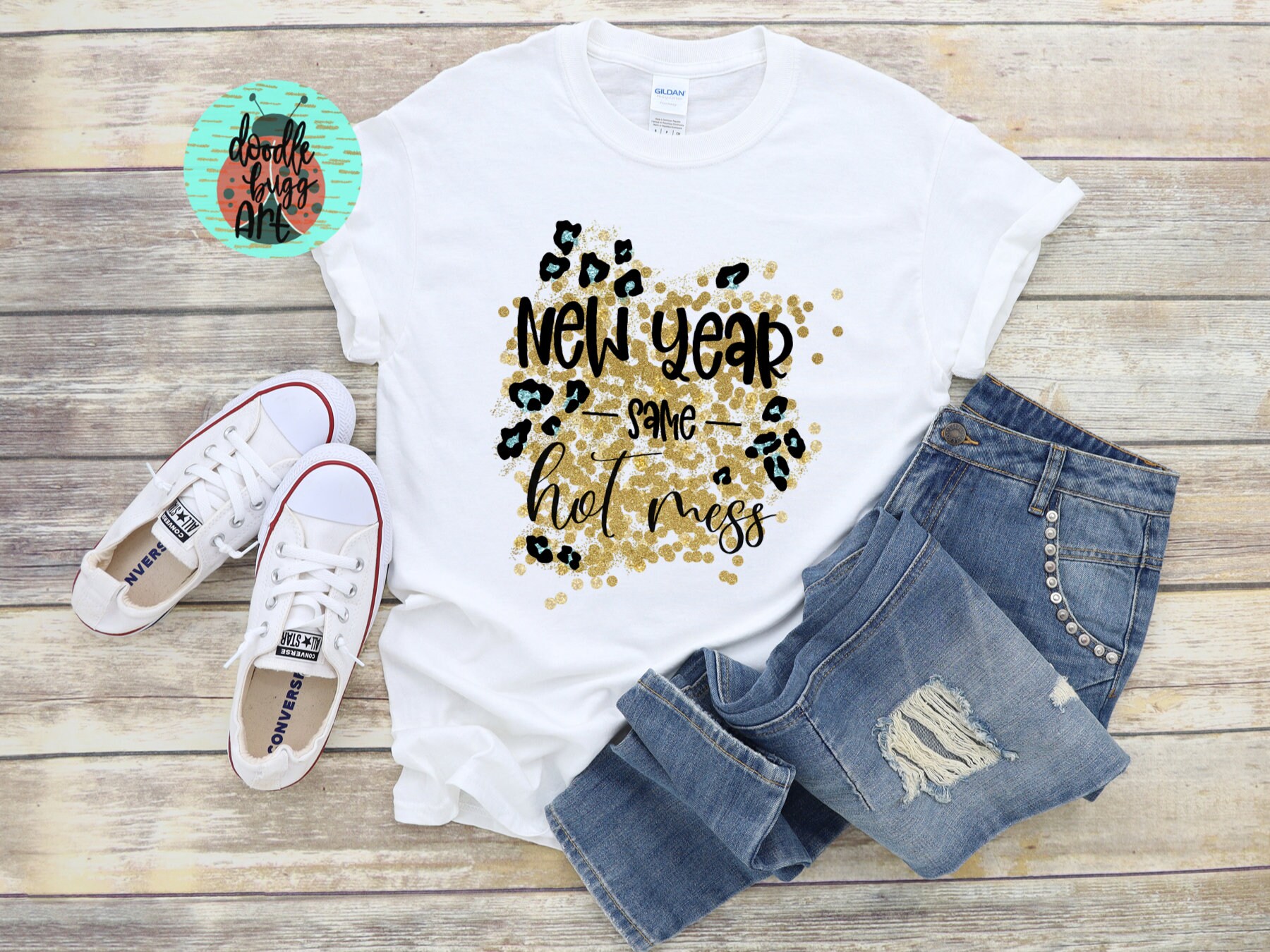 New Year Same Hot Mess Gold and Blue Leopard Transparent PNG | Etsy