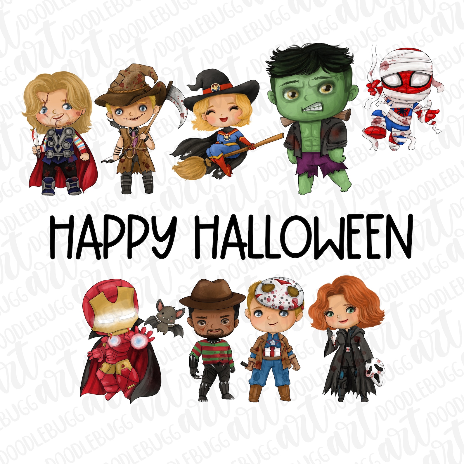 Happy Halloween Superhero Inspired transparent PNG file | Etsy