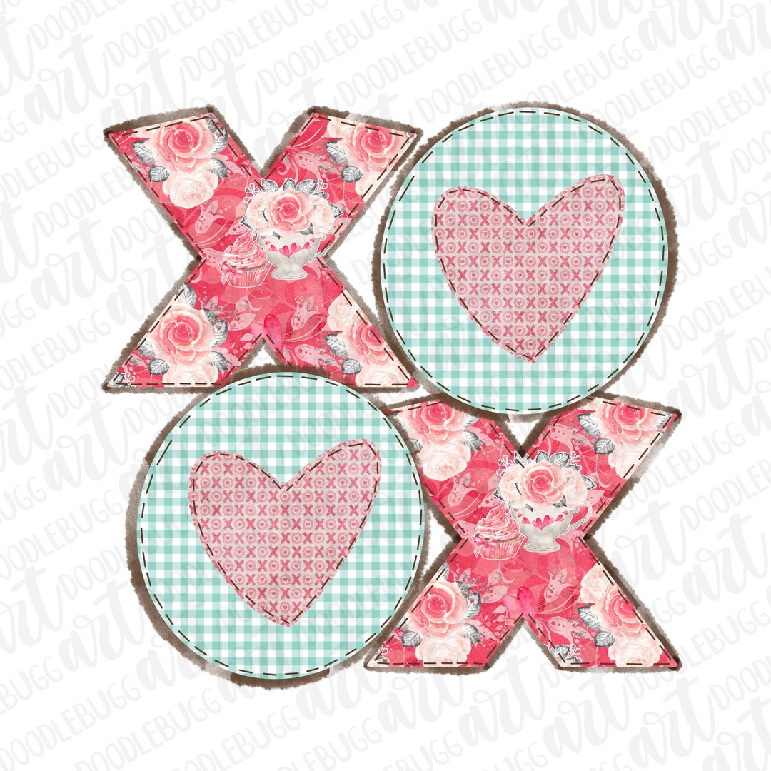 Xoxo Floral and Sweets Faux Applique Transparent PNG File - Etsy