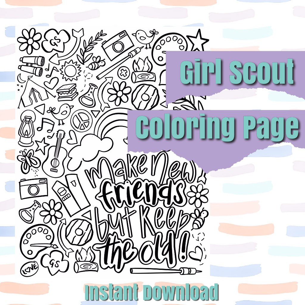 Girl Scout Make New Friends Coloring Page - Etsy