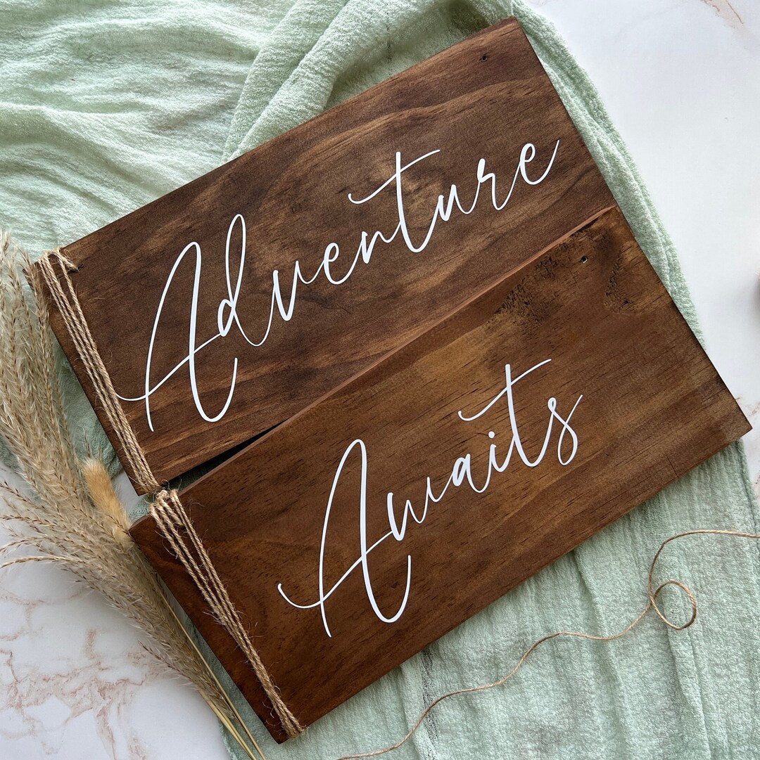 Backpack Signs Adventure Awaits Backpack Signs for Mountain Wedding ...