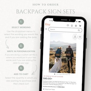 Just Married Backpack Sign: Mountain Wedding Elopement Decor - Etsy