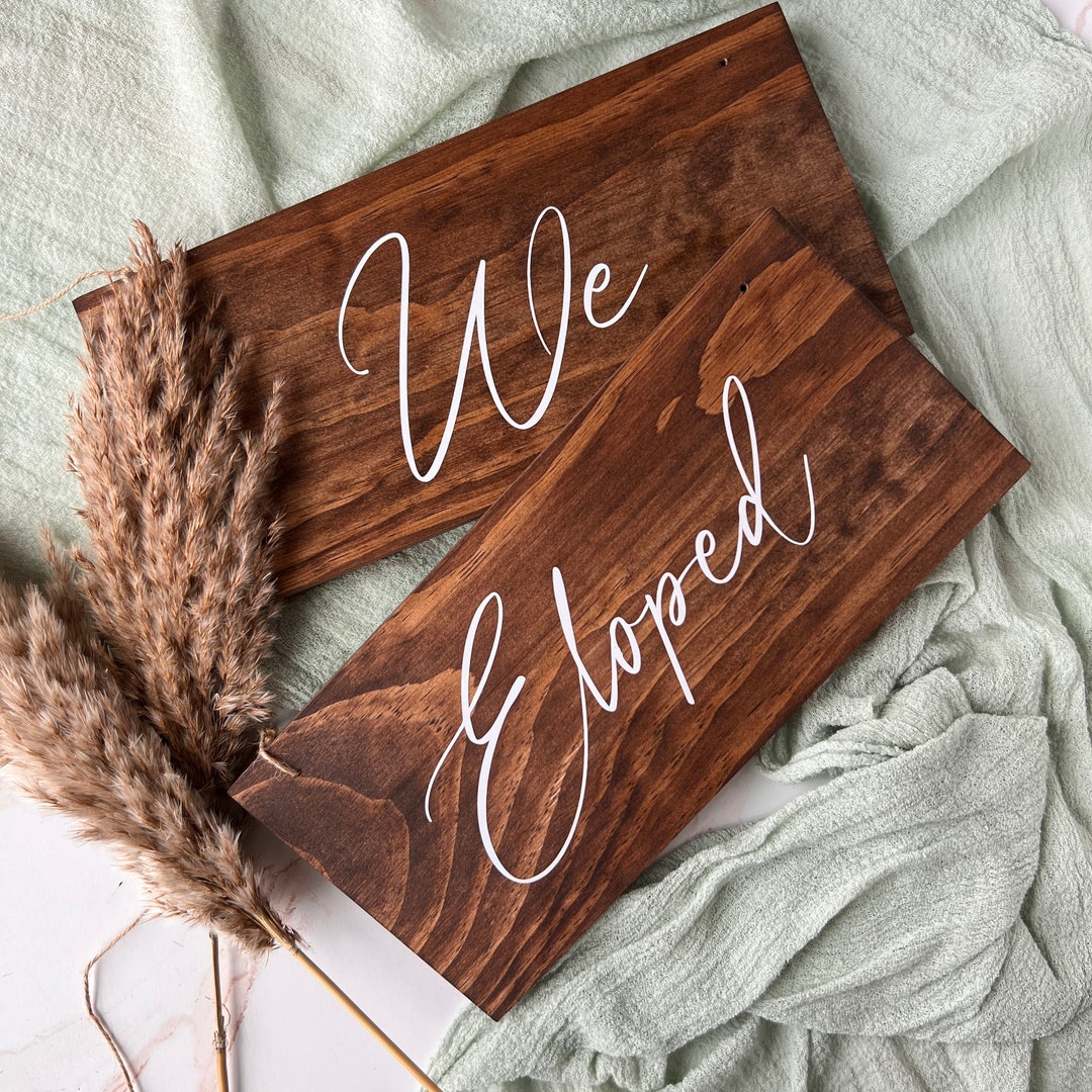 Backpack Signs We Eloped Backpack Sign for Mountain Wedding Decorations ...