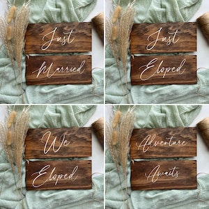 Mini Backpack Signs Just Married Backpack Sign for Mountain Wedding ...