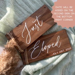 Mini Backpack Signs Just Married Backpack Sign for Mountain Wedding ...