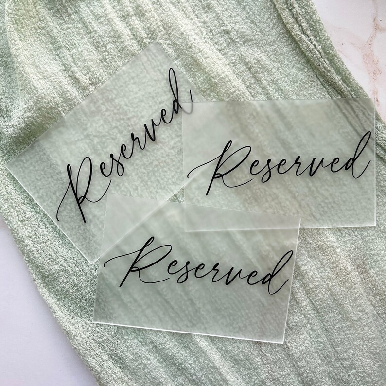 Frosted Acrylic Reserved Sign for Weddings - Etsy