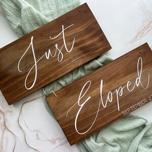 Backpack Signs Just Married Backpack Sign for Mountain Wedding - Etsy