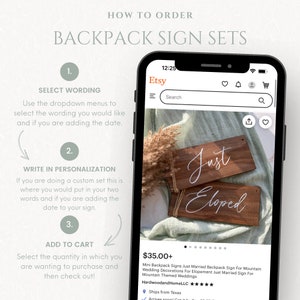 Mini Backpack Signs Just Married Backpack Sign for Mountain Wedding ...