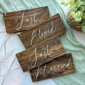 Mini Backpack Signs Just Married Backpack Sign for Mountain Wedding ...