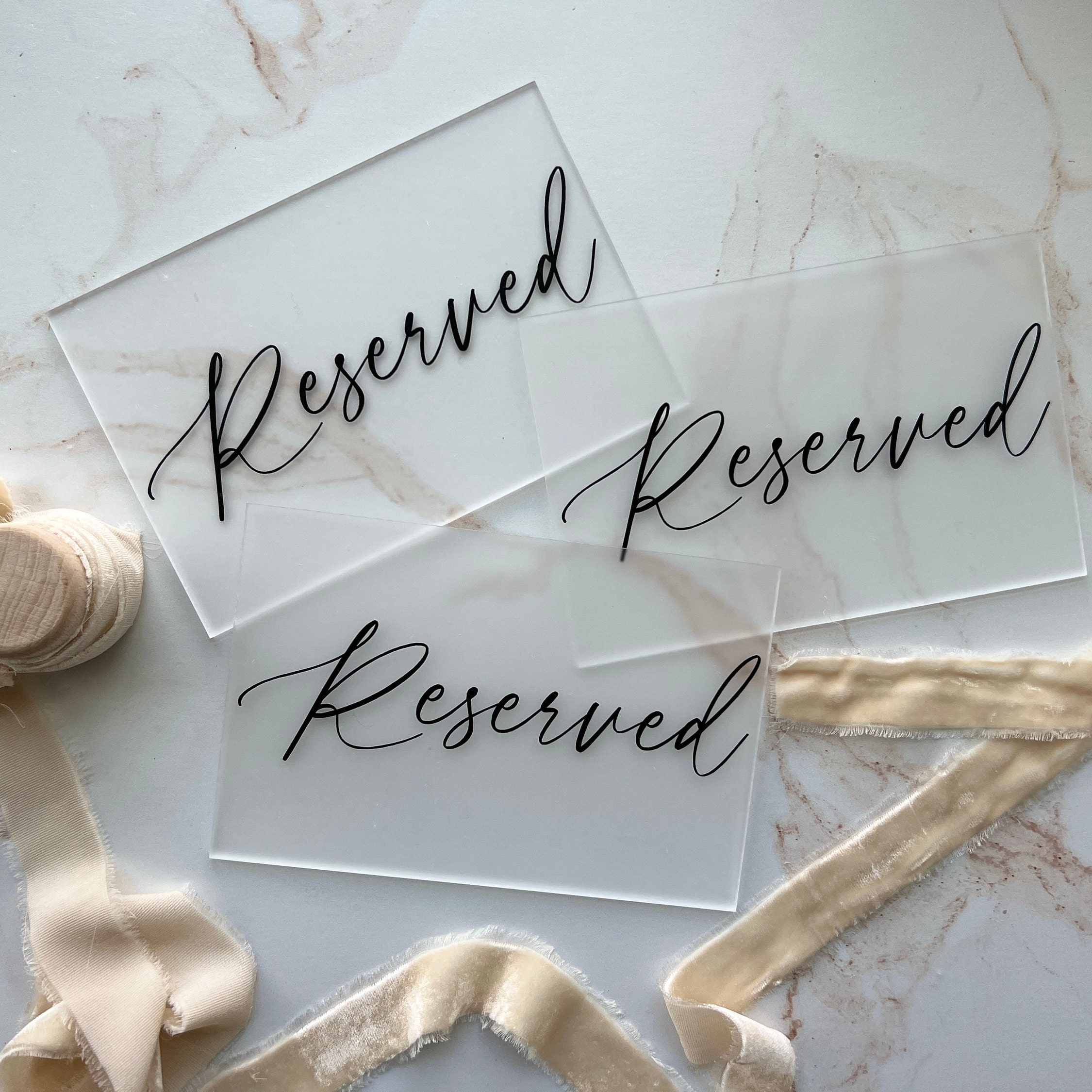 Frosted Acrylic Reserved Sign for Weddings - Etsy