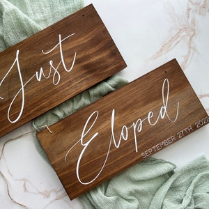 Backpack Signs Just Married Backpack Sign for Mountain Wedding ...